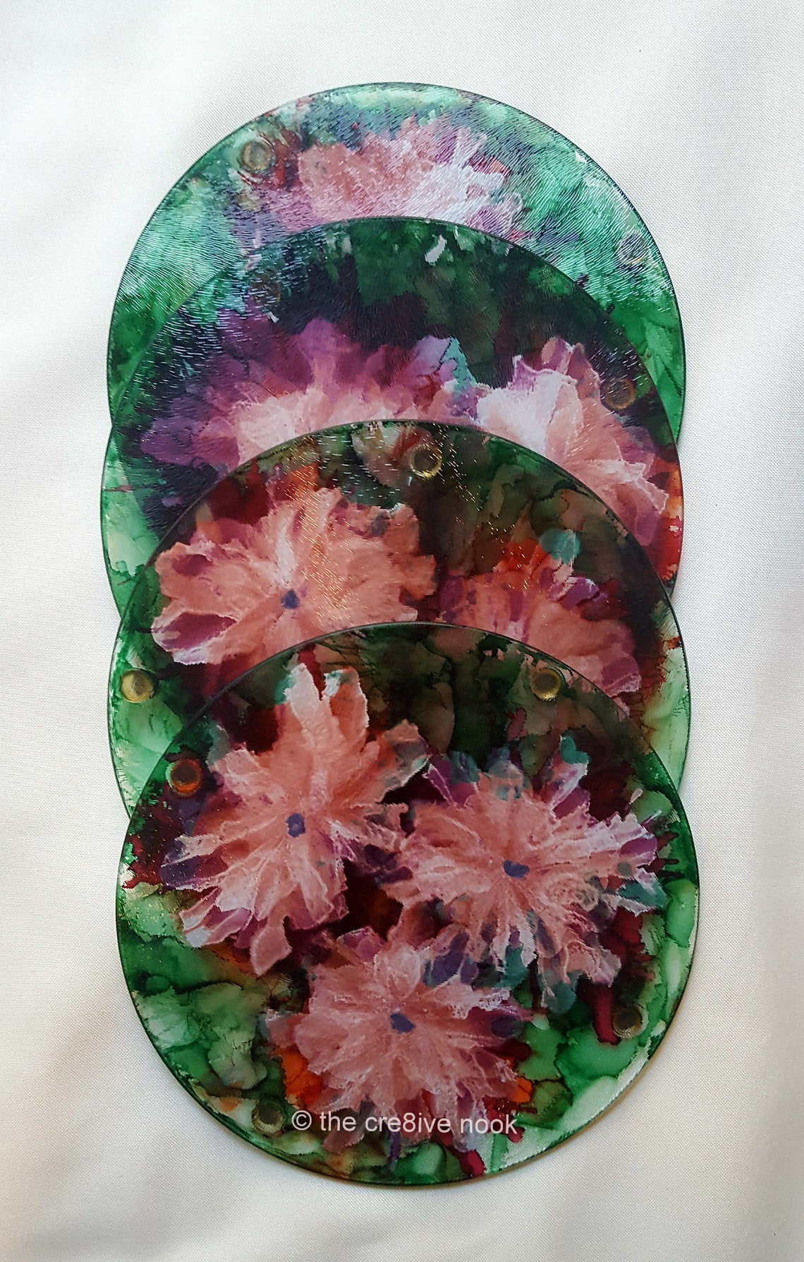 GLASS TRIVETS Set of 4 Round Tempered Glass Alcohol Inks - Etsy