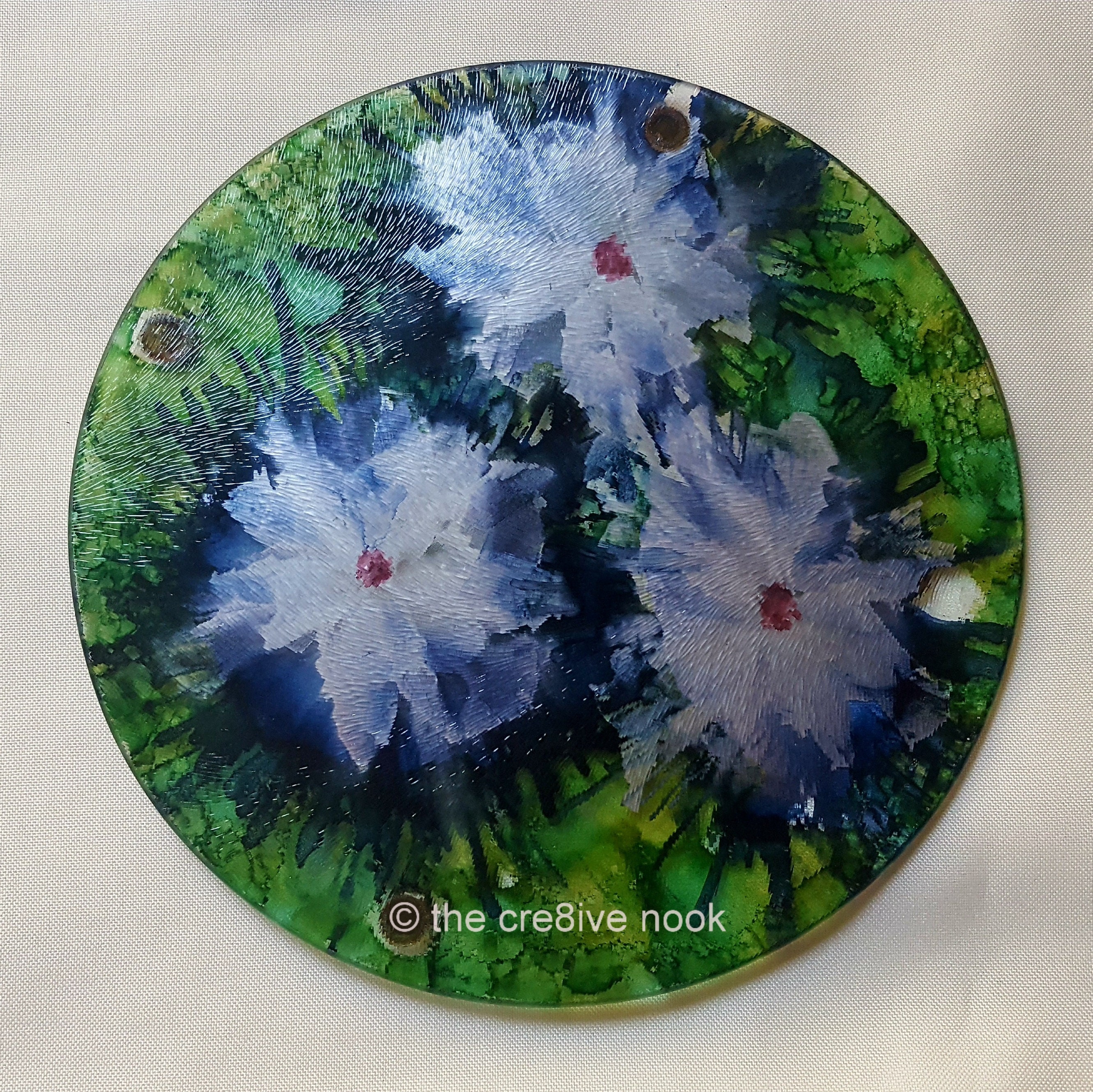 GLASS TRIVETS Set of 4, Round Tempered Glass, Alcohol Inks, Unique ...