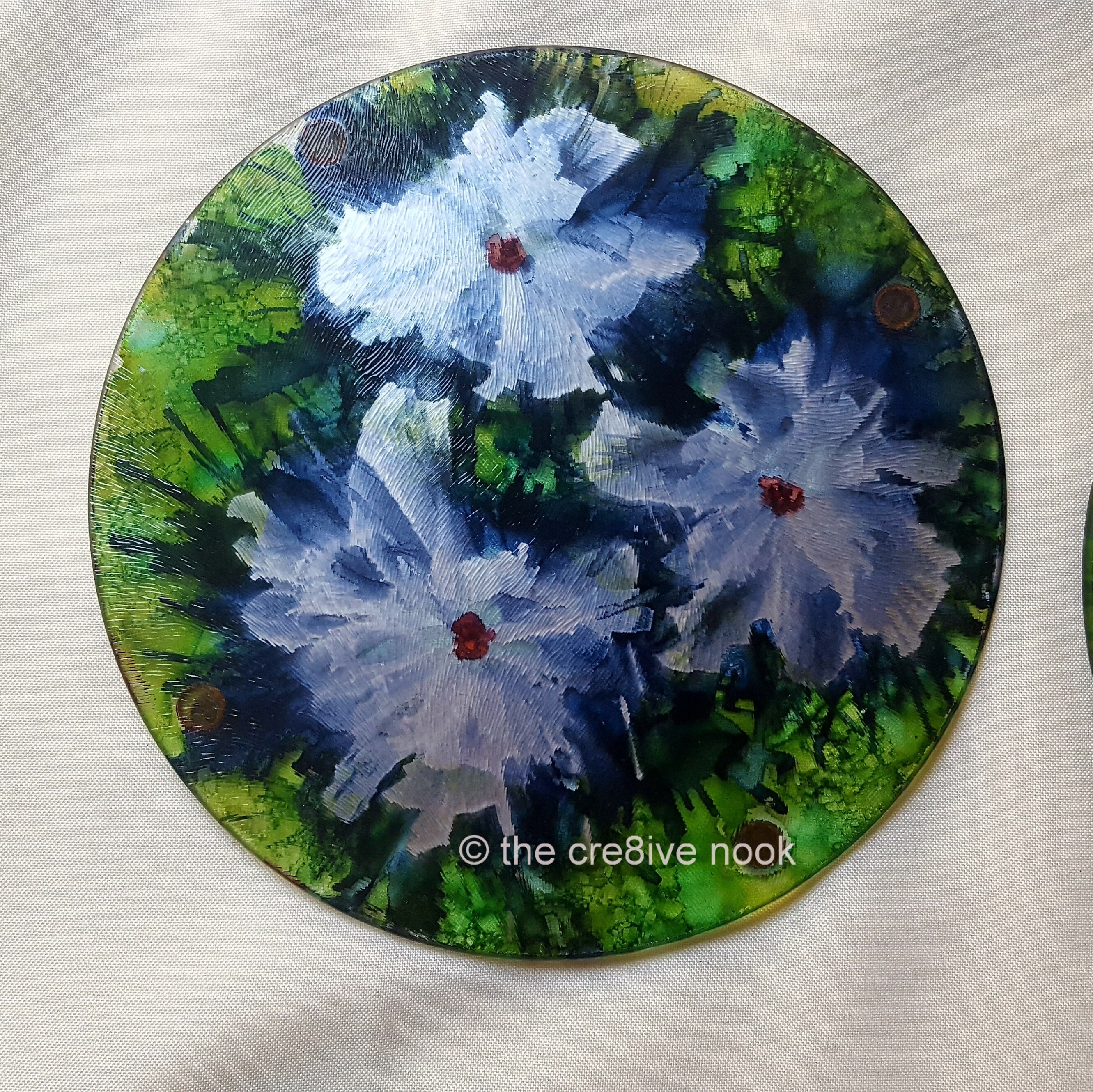 GLASS TRIVETS Set of 4, Round Tempered Glass, Alcohol Inks, Unique ...