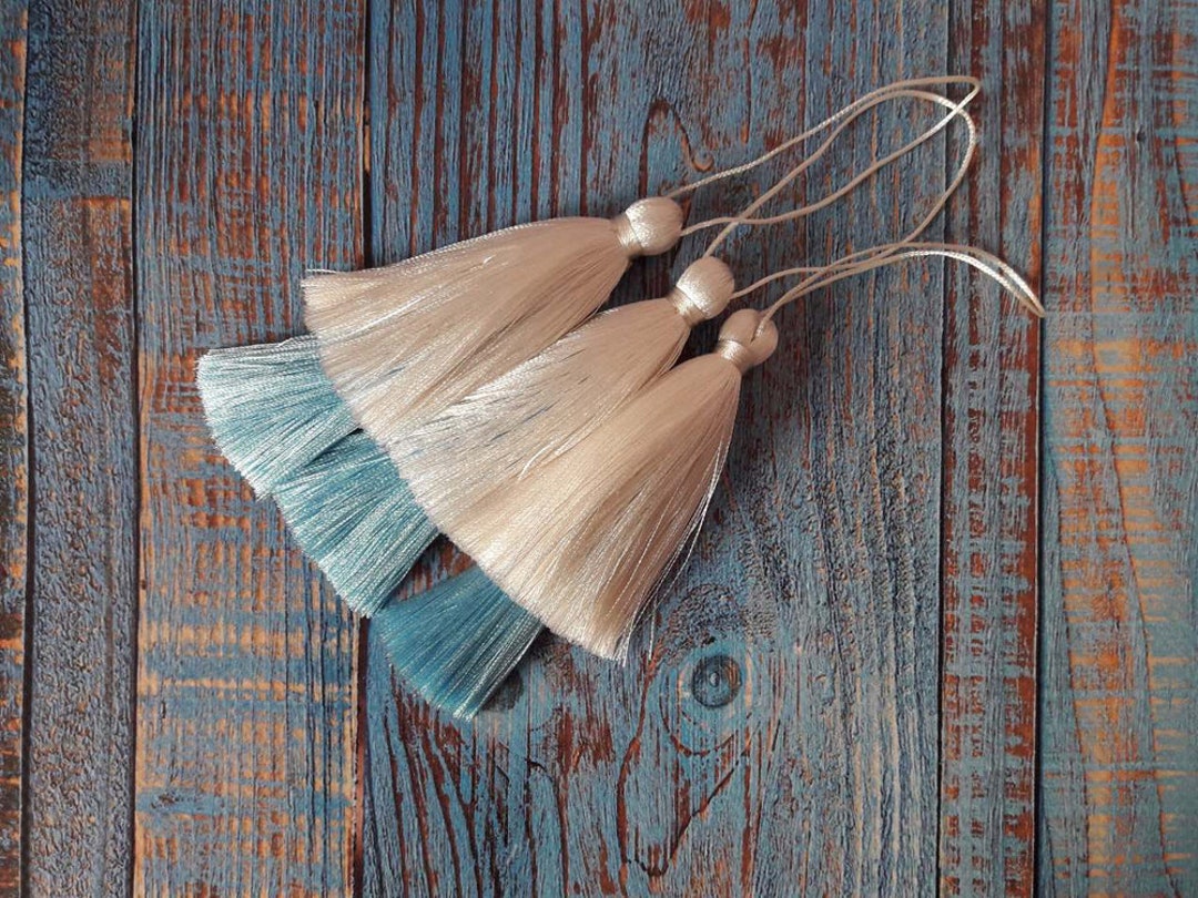 Blue and White Double Tiered Tassels, 2 Layers CHOOSE COLOR, Silk ...