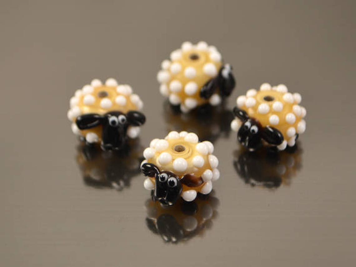 Lampwork Glass Sheep Beads, Handmade Glass Sheep Beads, Lampwork Sheep ...