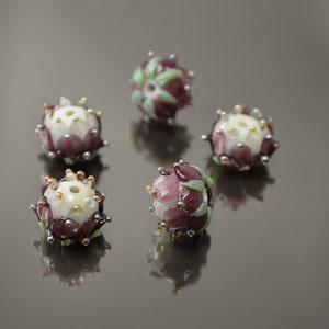 Flower Beads, Handmade Flower Lampwork Beads, Lampwork Flower, Artisan ...