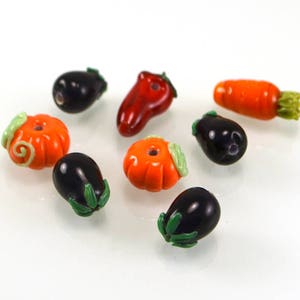 Glass Vegetables Food Lampwork Eggplant Aubergine Beads Mini Vegetables ...
