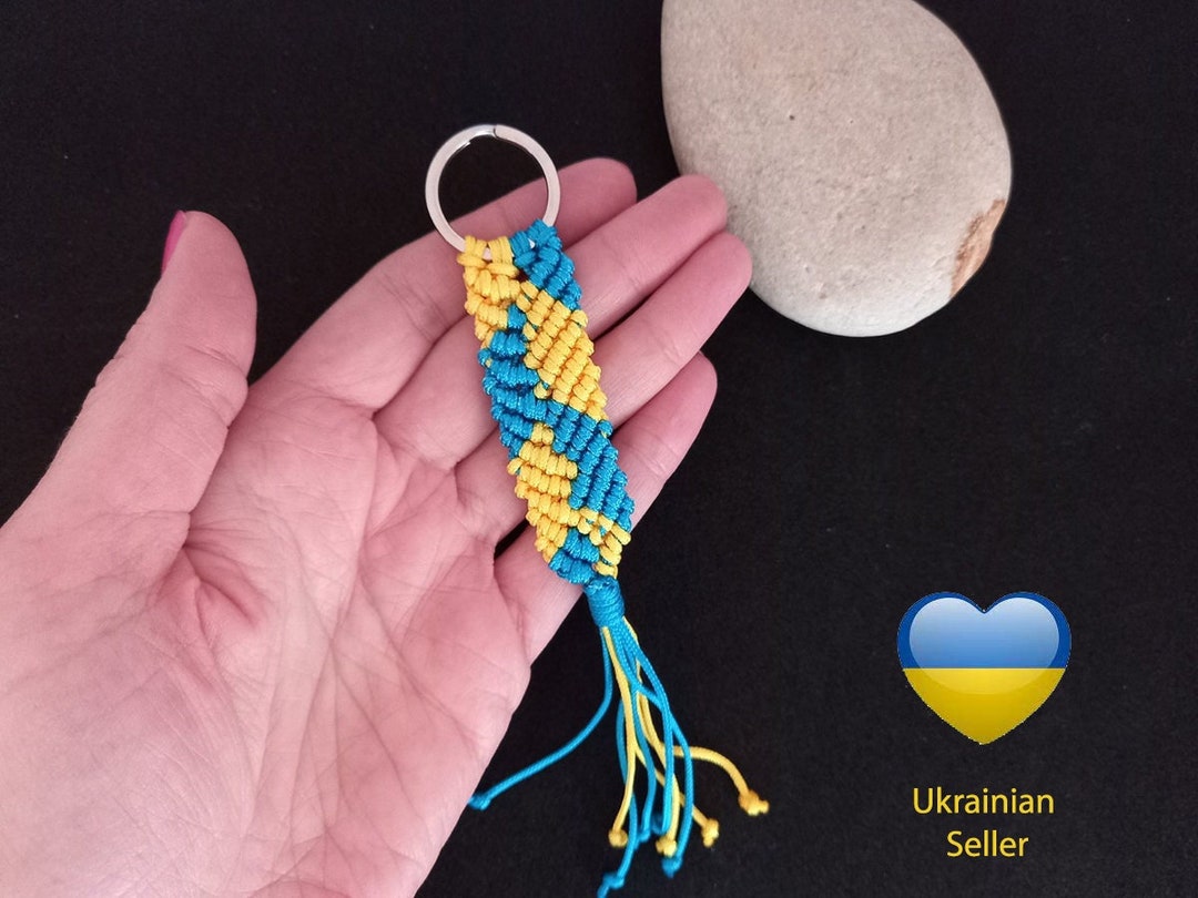 Ukrainian Flag Braided Keyring, Blue Yellow Keychain, Bag Charm, Brave ...