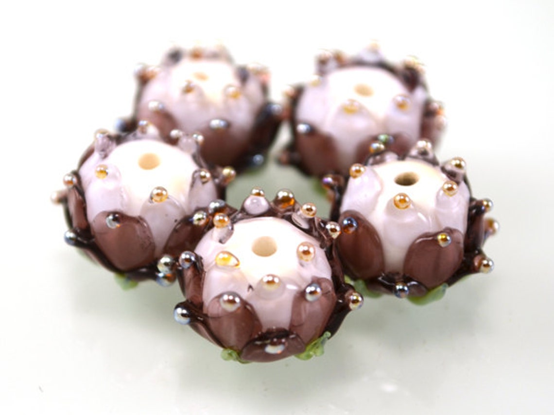 Flower beads Handmade flower lampwork beads Lampwork flower | Etsy