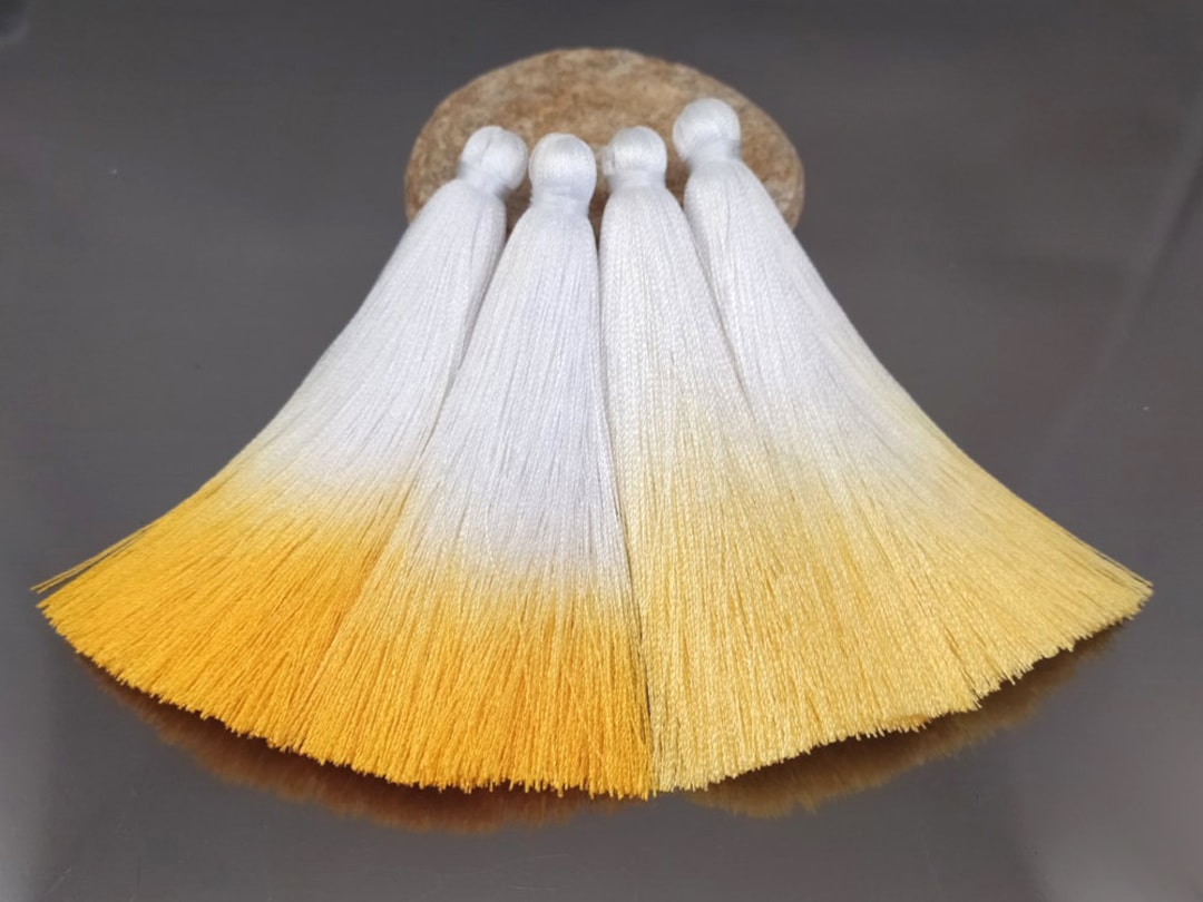 2 Pcs (4 Inches) White and Yellow Tassel, Cornflower Tassel, Canary ...