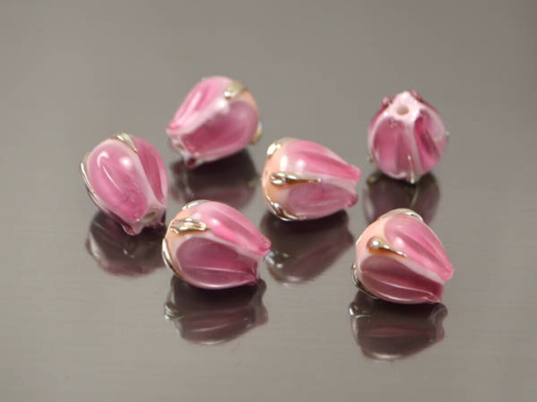 Lampwork Beads, Flower Buds Beads, Handmade Flower Lampwork Beads ...