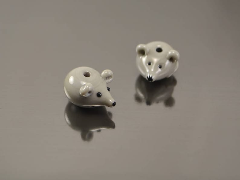 Lampwork Handmade Glass Mouse Beads Grey Mousy Miniature - Etsy