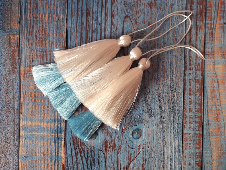 Blue and White Double Tiered Tassels, 2 Layers CHOOSE COLOR, Silk ...