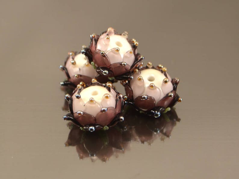 Flower beads Handmade flower lampwork beads Lampwork flower | Etsy