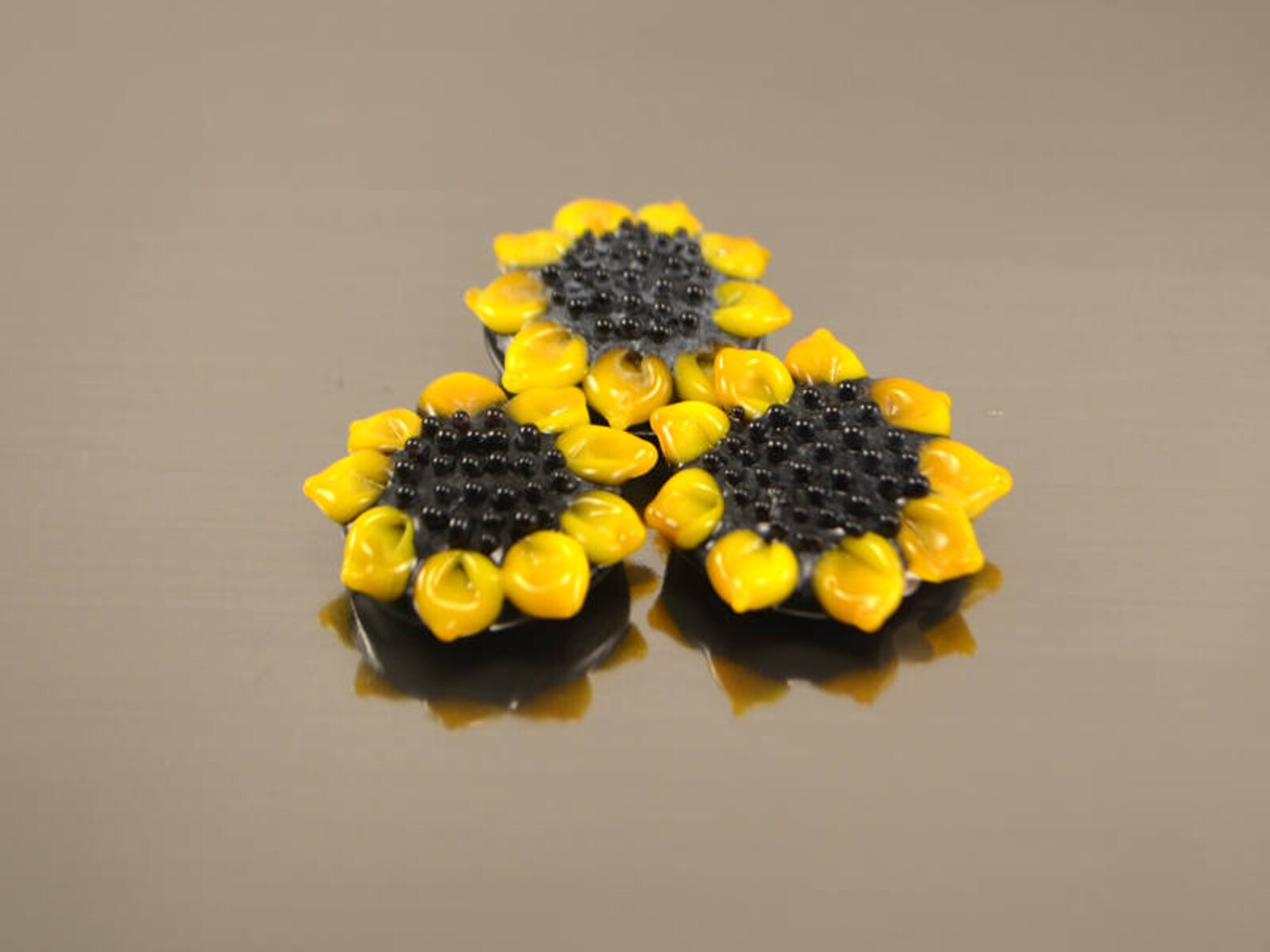 Sunflower Bead Handmade Lampwork Beads Lampwork Sunflower Glass ...