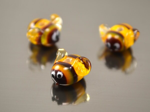 Lampwork Bumble Bee Beads Glass Bee Beads Honey Bee Beads | Etsy