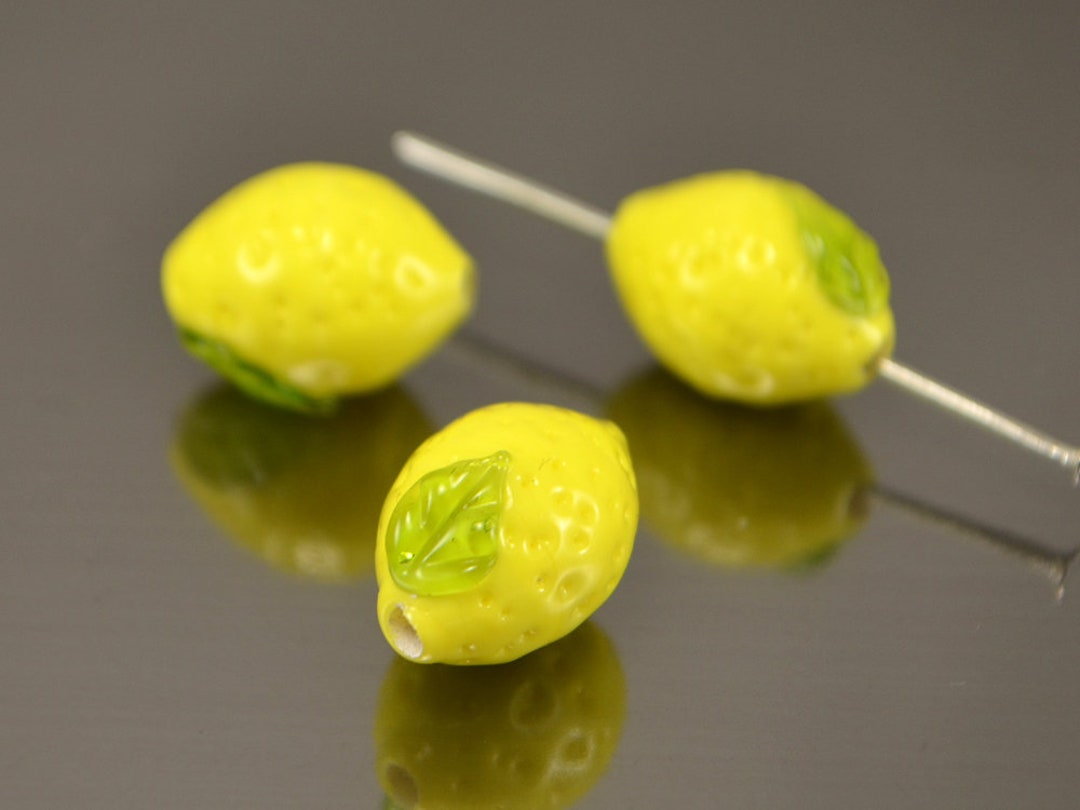Lemon Beads Lampwork Fruits Glass Fruit Beads Artisan - Etsy