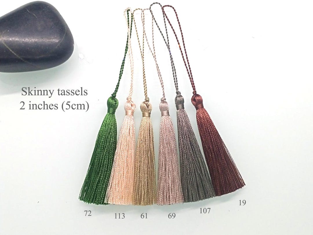 Skinny Silk Tassel 2inches (5cm), Thin Envelope Tassels, Green Tiny ...