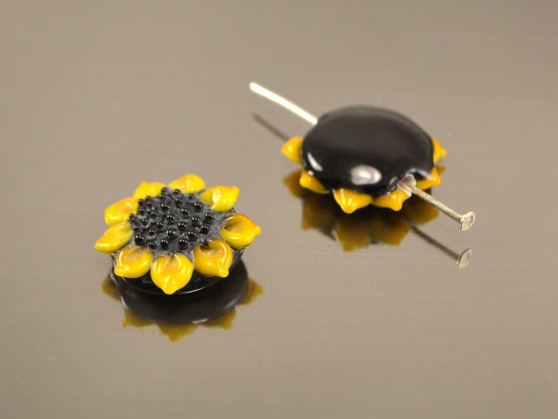 Sunflower Bead Handmade Lampwork Beads Lampwork Sunflower Glass ...