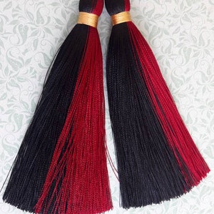 2 Colors Tassels - 4" Black and Dark Red Silk Tassels Gold or Black ...