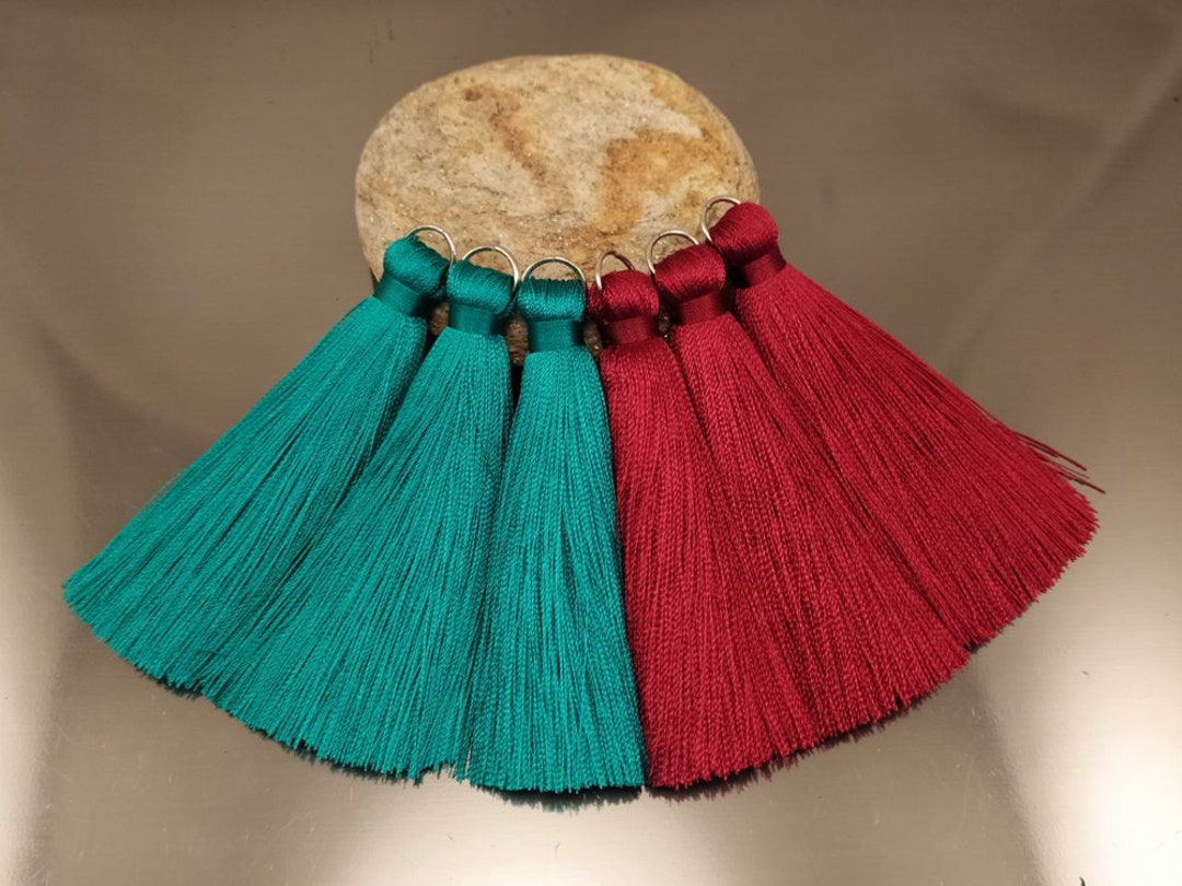 3 Inches Silk Tassel With Big Ring, Thick Tassels, Green Malachite ...