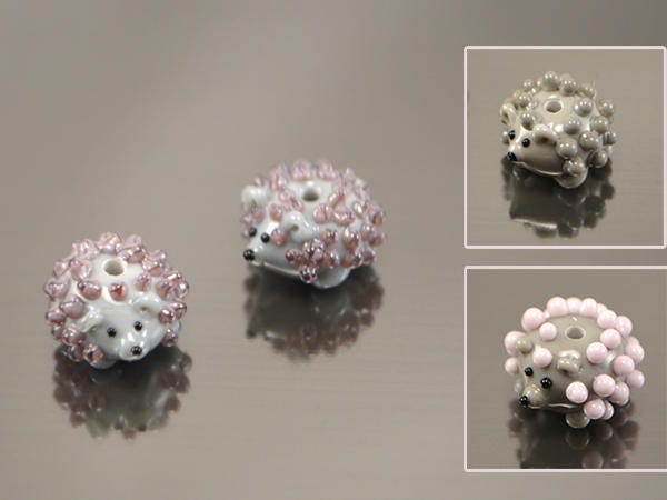 Lampwork Hedgehog Beads 3 Colors, Glass Hedgehog Beads, Lampwork ...