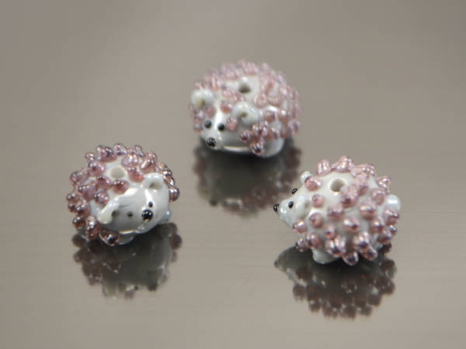 Lampwork Hedgehog Beads 3 Colors, Glass Hedgehog Beads, Lampwork ...