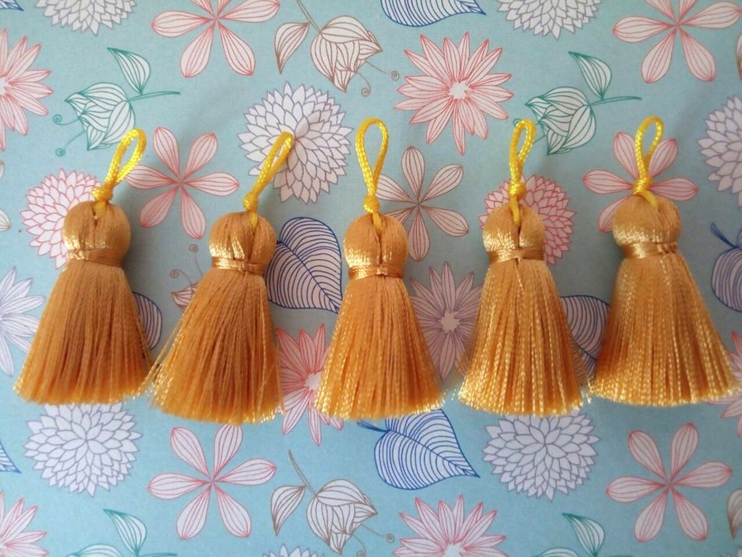 1.18" (3cm) Gold Yellow Silk Tassel With Small Loop, Short Tassels ...
