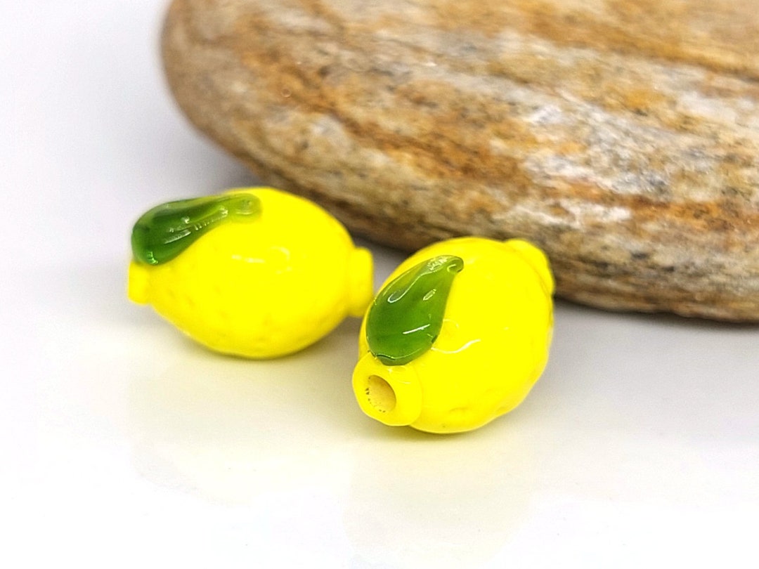 Lemon Beads, Lampwork Fruits, Glass Fruit Beads, Artisan Lampwork, Mini ...