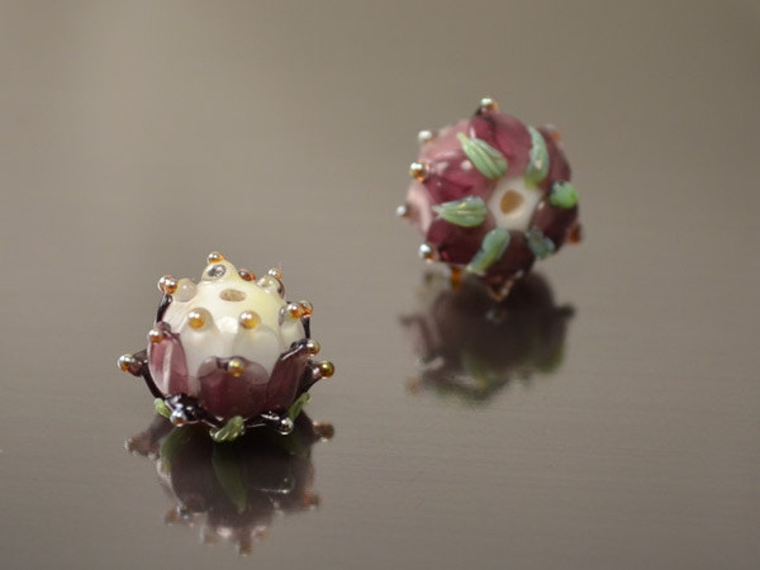 Flower Beads, Handmade Flower Lampwork Beads, Lampwork Flower, Artisan ...