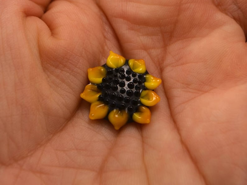 Sunflower Bead Handmade Lampwork Beads Lampwork Sunflower Glass ...