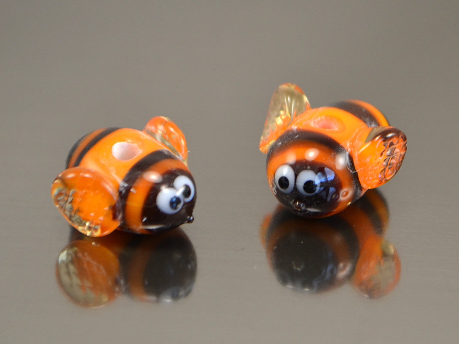 Lampwork Bumble Bee Beads, Glass Bee Beads, Honey Bee Beads, Insect ...