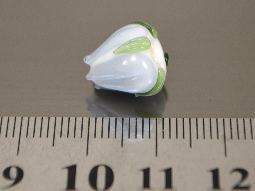 Pale Blue Flower Beads, Lampwork Flower Bead, Handmade Glass Beads ...