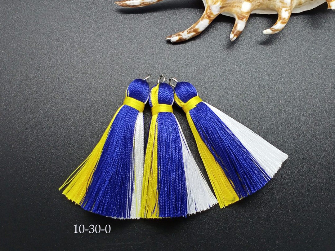 White Blue Yellow Silk Tassels, 3 Colors Tassel, Curacao Flag Tassels ...