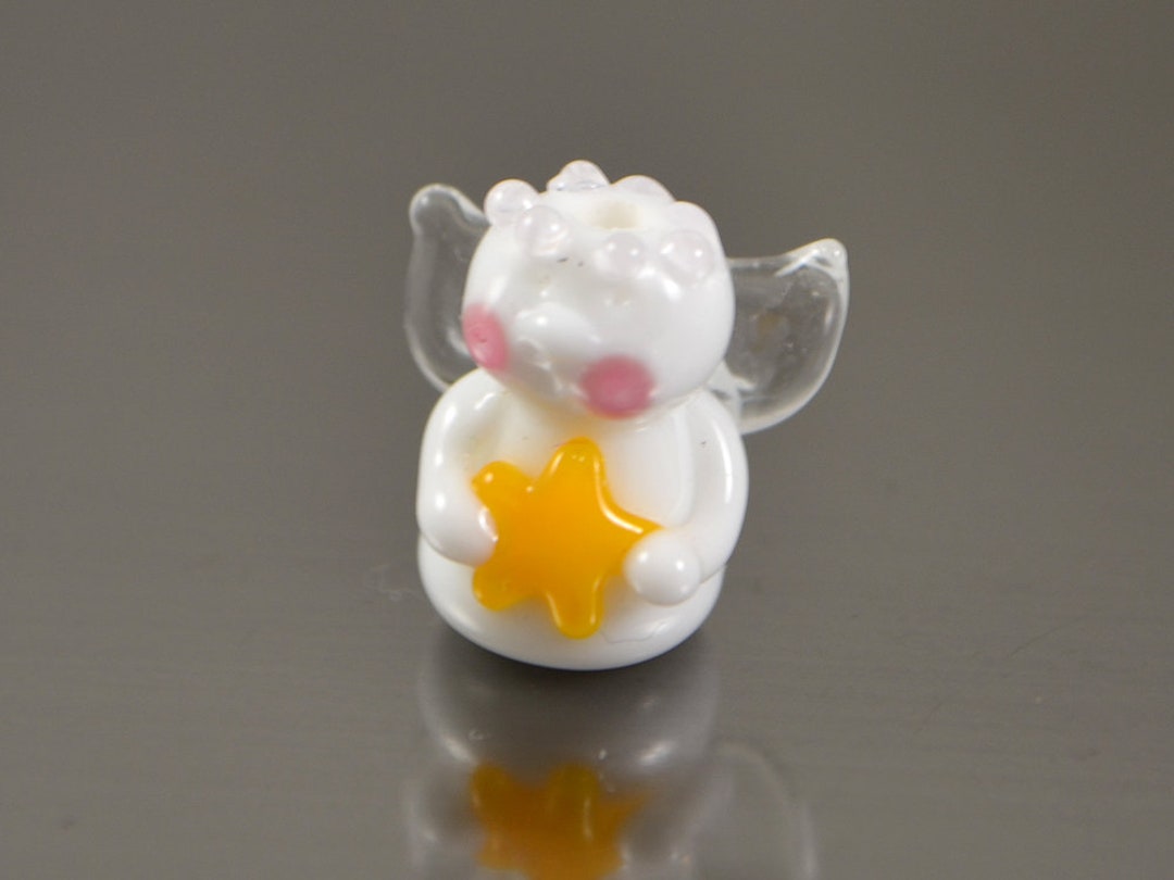 Lampwork Fairy Angel Bead With a Yellow Star in Hands, Handmade ...