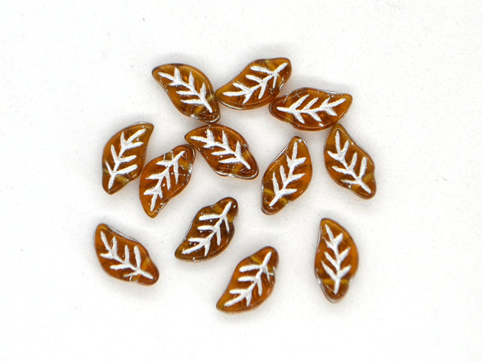 Topaz Czech Leaves Bead 20 Pcs Brown Czech Glass Beads - Etsy