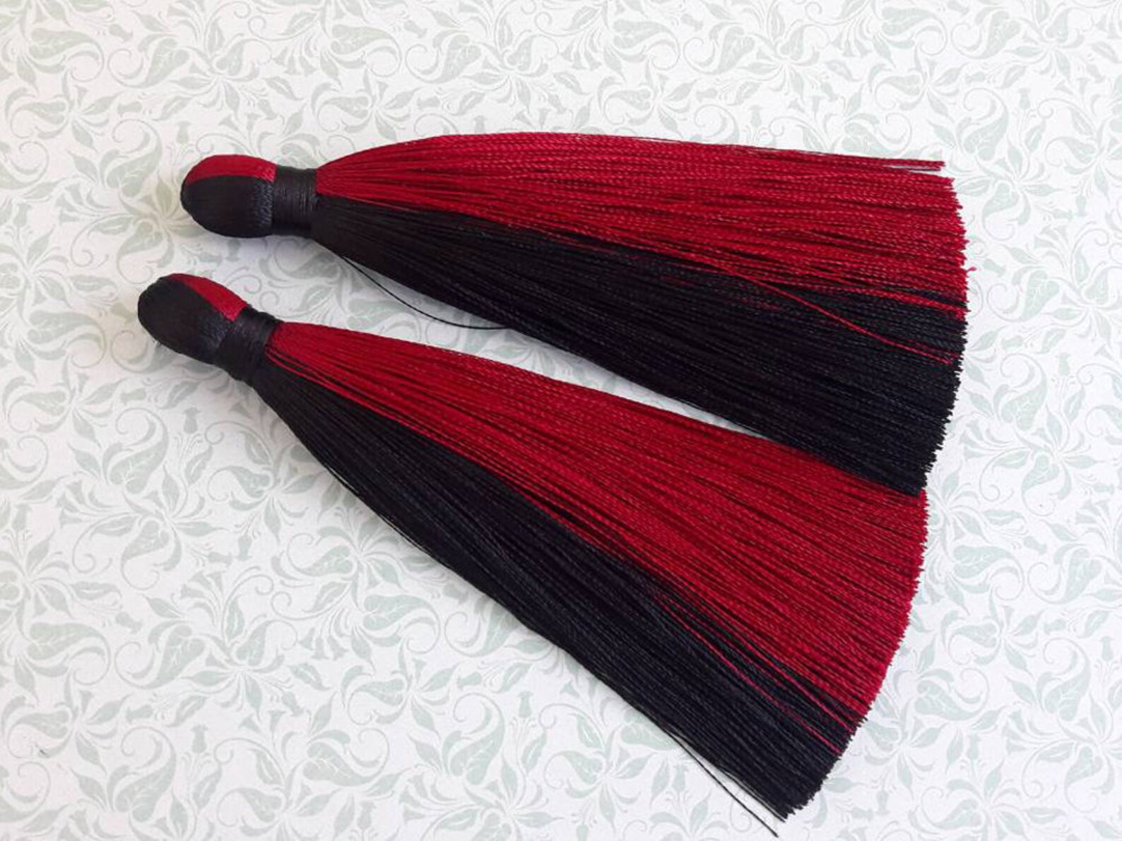2 Colors Tassels 4 Black and Dark Red Silk Tassels - Etsy