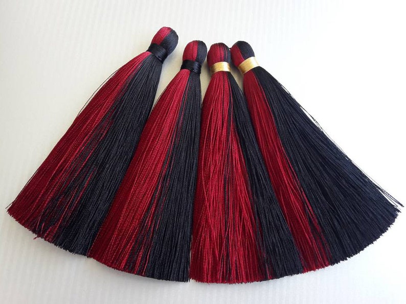 2 Colors Tassels 4 Black and Dark Red Silk Tassels - Etsy