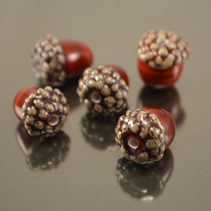 Acorn Beads, Handmade Lampwork Forest Beads,glass Beads, Artisan ...