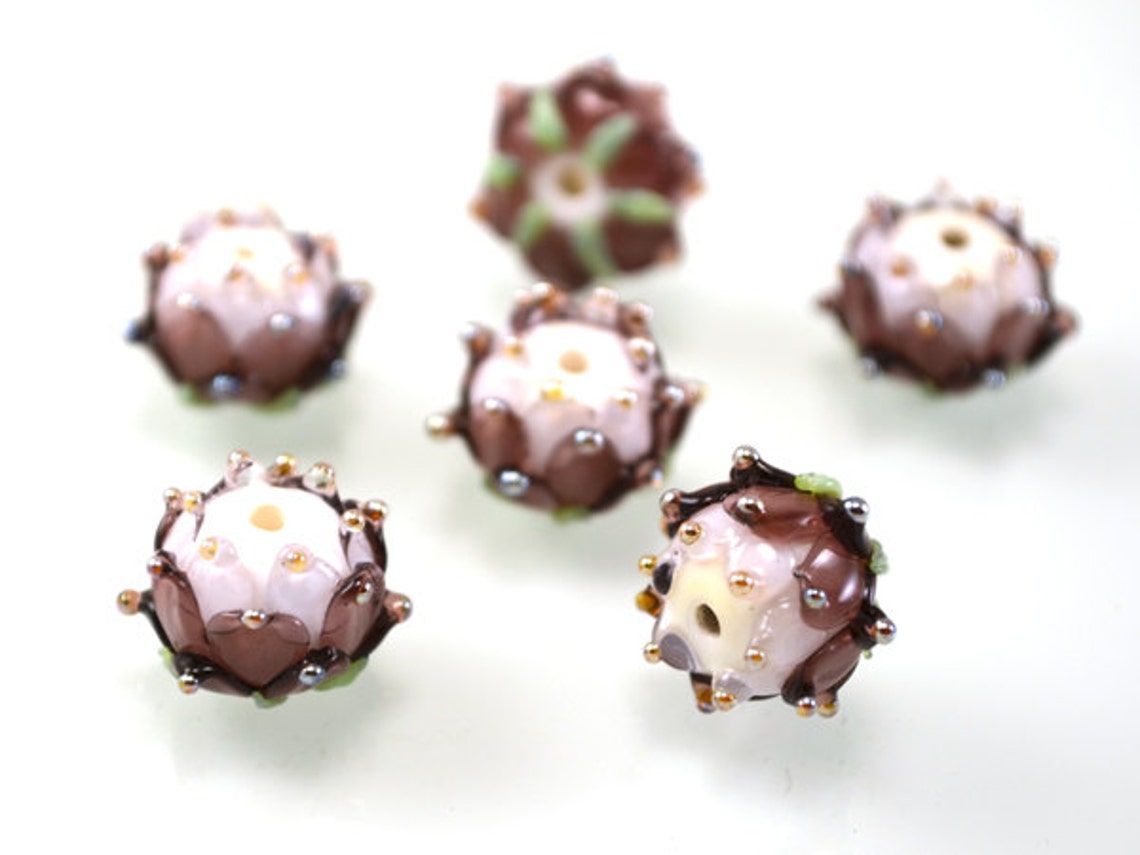 Flower beads Handmade flower lampwork beads Lampwork flower | Etsy