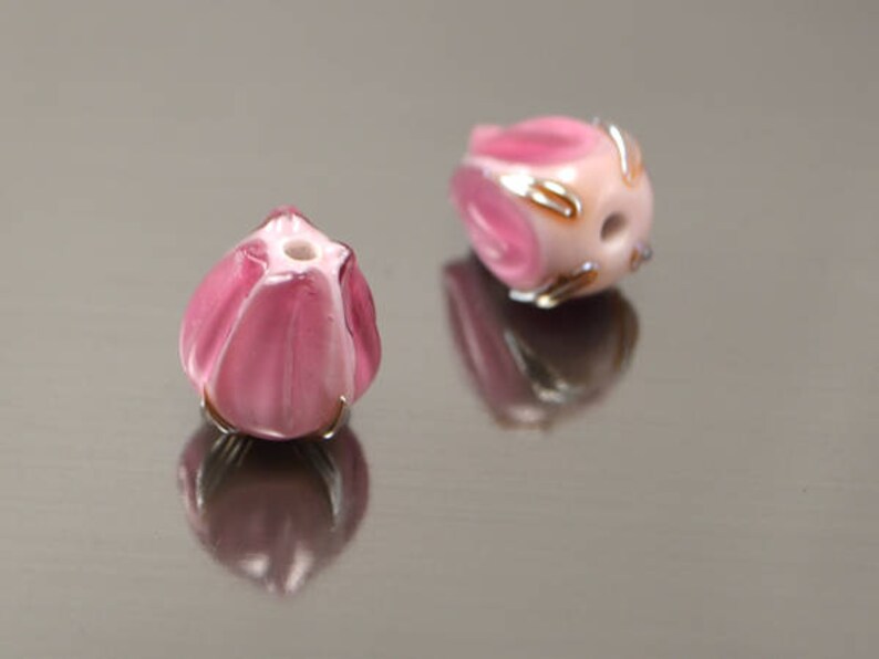 Lampwork Beads Flower Buds Beads Handmade Flower Lampwork - Etsy