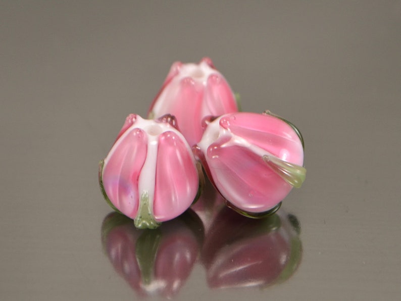 Lampwork Flower Buds beads handmade flower lampwork beads | Etsy