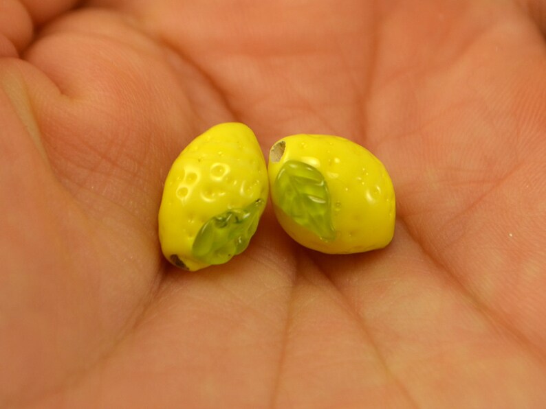 Lemon Beads Lampwork Fruits Glass Fruit Beads Artisan | Etsy