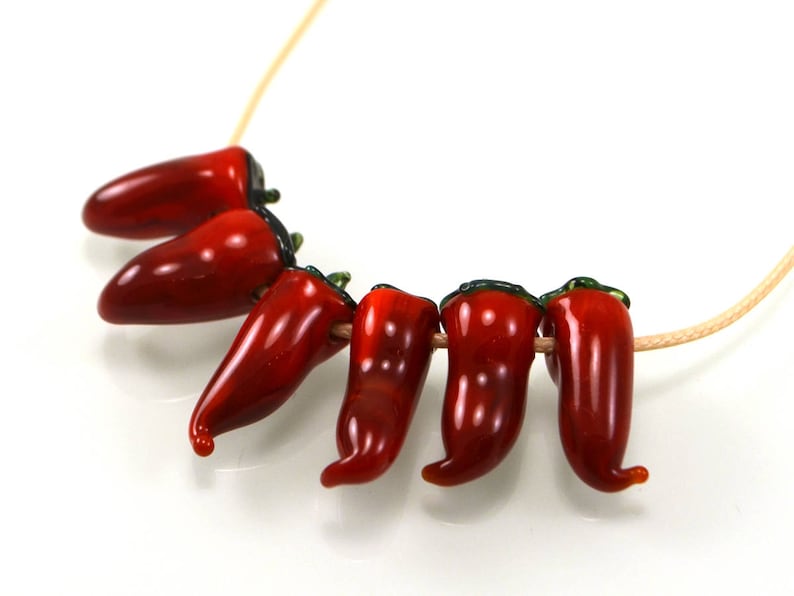 Chilli Pepper Glass Beads Artisan Handmade Lampwork Vegetables | Etsy