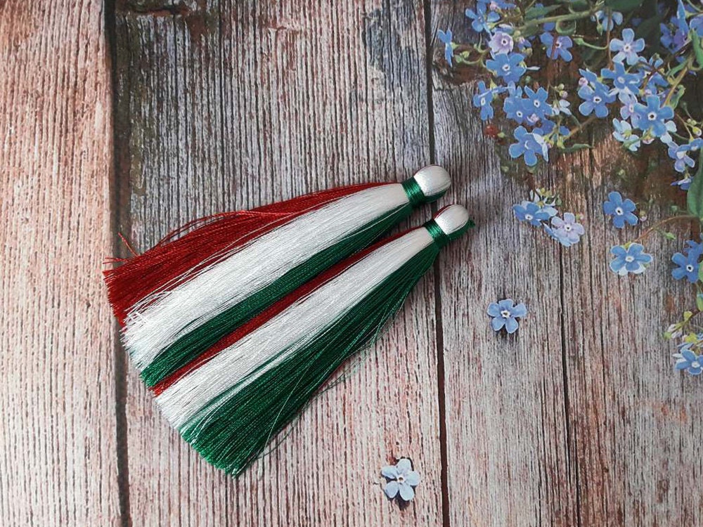Red White Green Silk Tassels, 3 Colors Tassel, 3 Inches Tassels, Italy ...