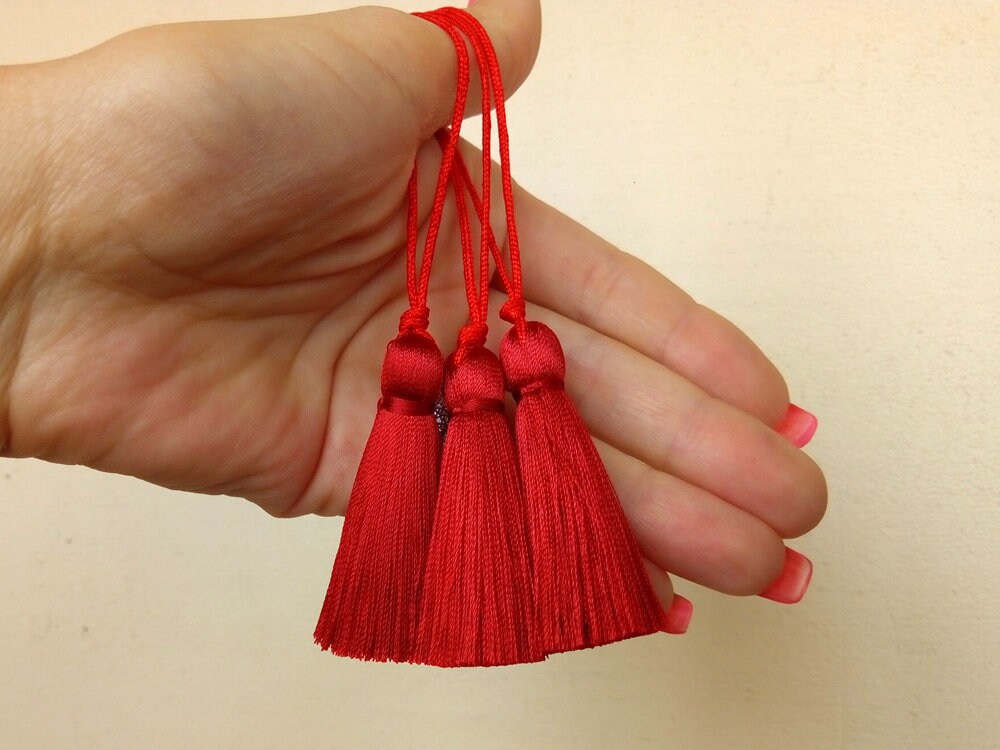 Dark Red Silk Tassels 2 Inch (5 Cm) With Thread Loop, Tassels for Red ...
