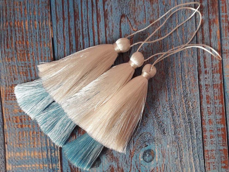 Blue and White Double Tiered Tassels, 2 Layers CHOOSE COLOR, Silk ...