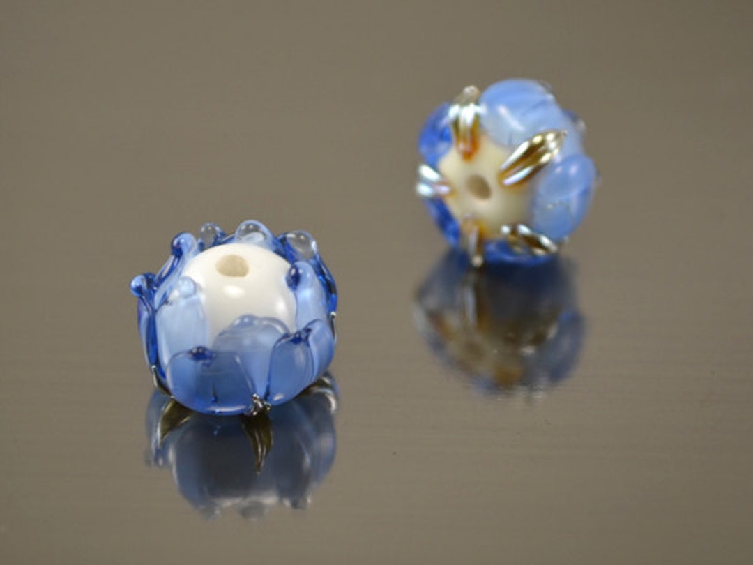 Lampwork Beads Flower Buds Handmade Glass Beads Artisan Lampwork Dark ...