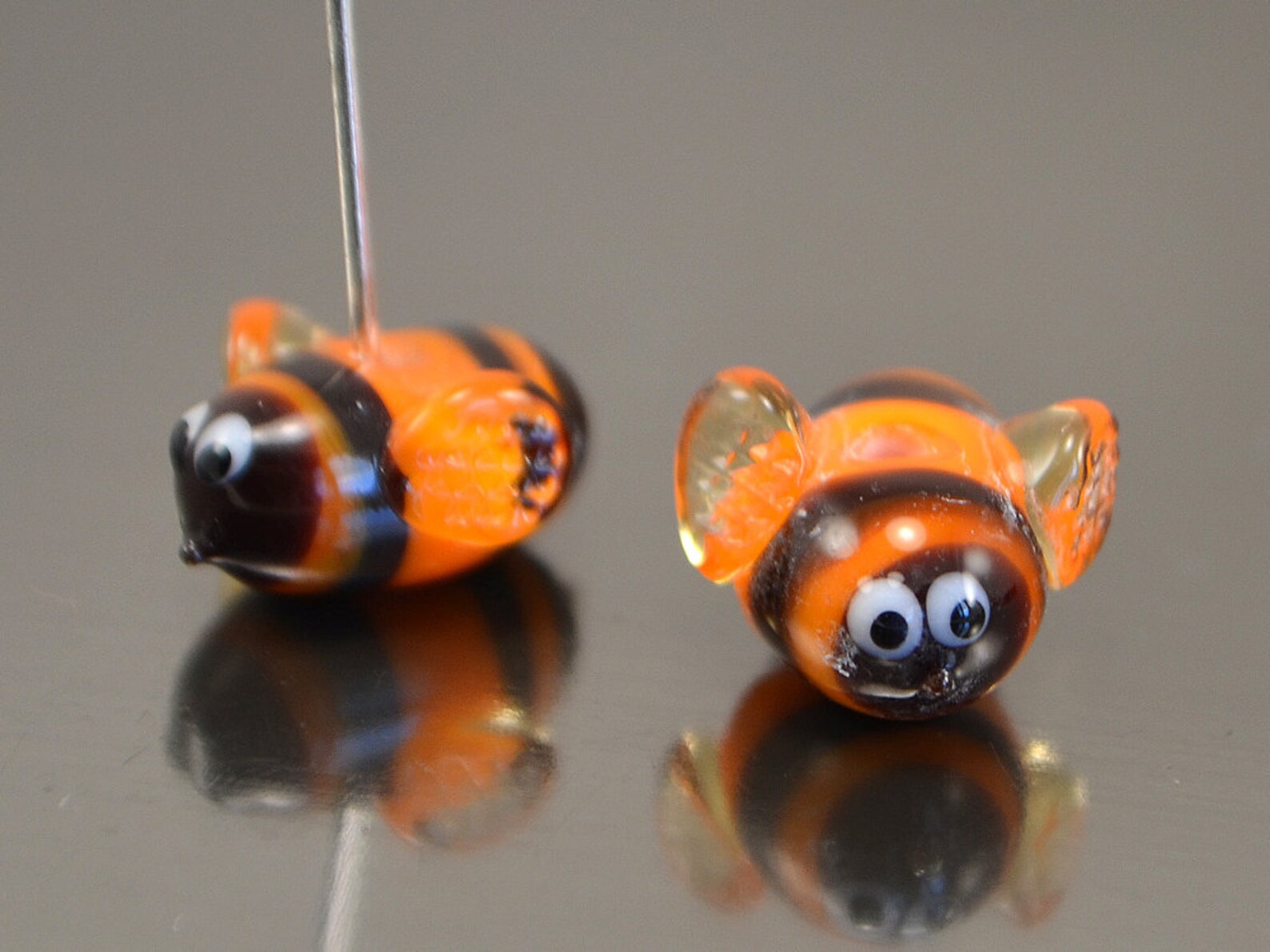 Lampwork Bumble Bee Beads, Glass Bee Beads, Honey Bee Beads, Insect ...