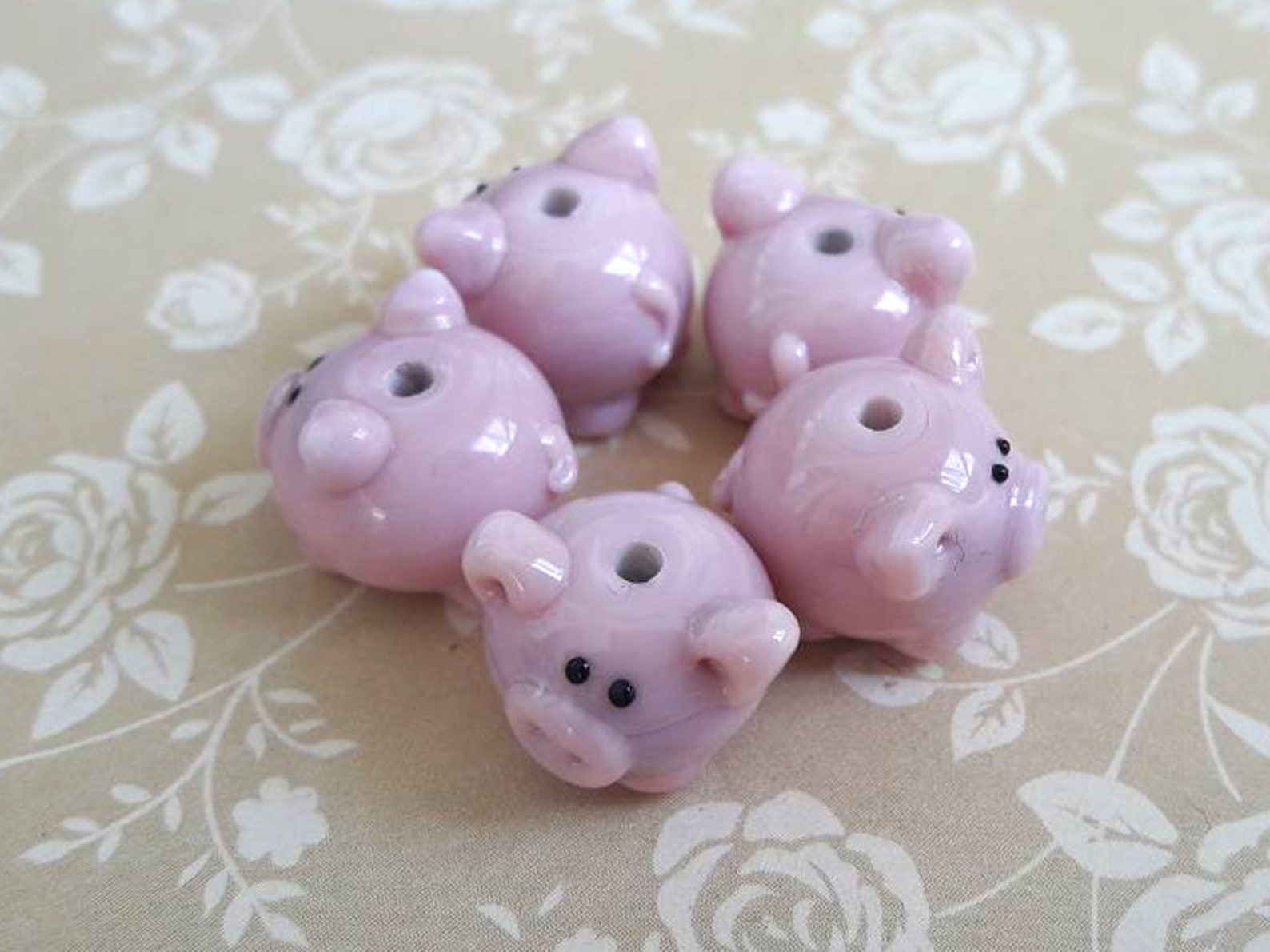 Handmade Lampwork Pig Bead Glass Miniature Farm Animal Pink | Etsy