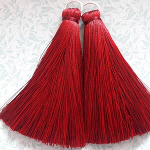 Extra Thick Red Mix Silk Tassels 3 Inch (7.5cm) With Silver Jump Ring ...