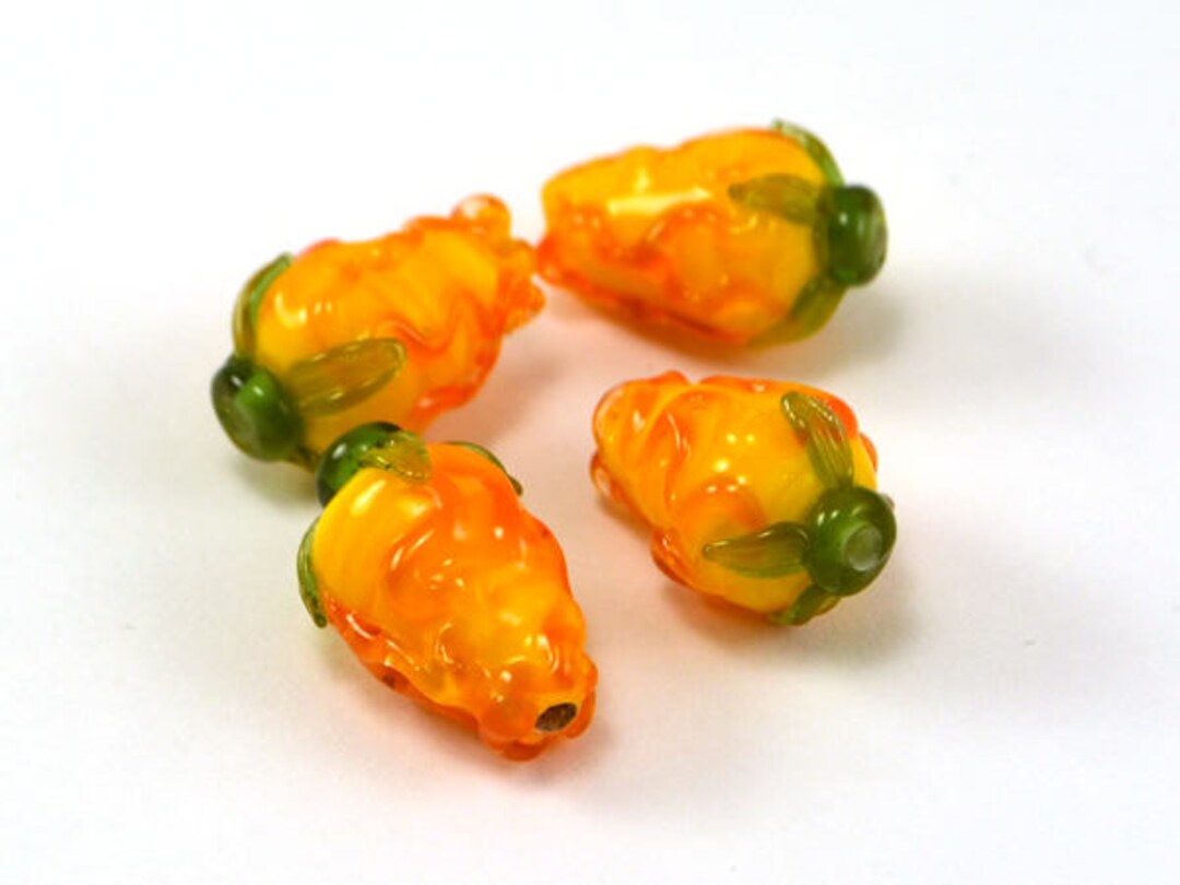 Lampwork Orange Flower Buds Beads Handmade Artisan Lampwork Beads ...