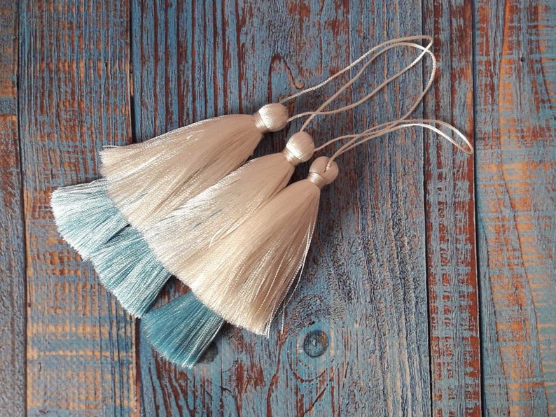 Blue and White Double Tiered Tassels, 2 Layers CHOOSE COLOR, Silk ...