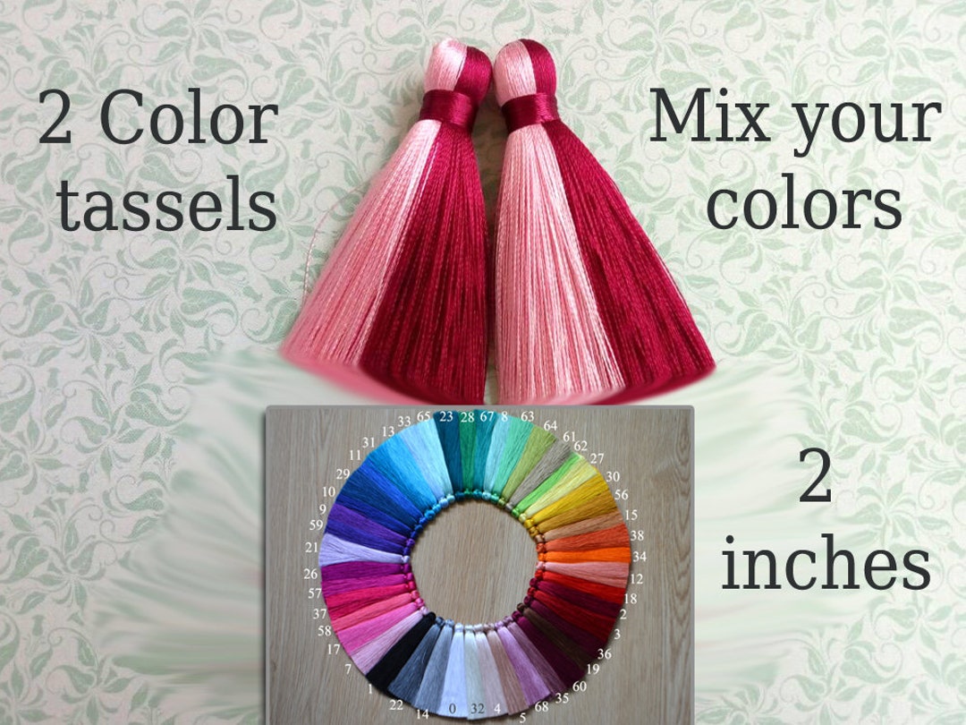 2 Colors Tassel, 2 Inches Silk Tassels, Mini Silk Tassels, Tiny Tassels ...